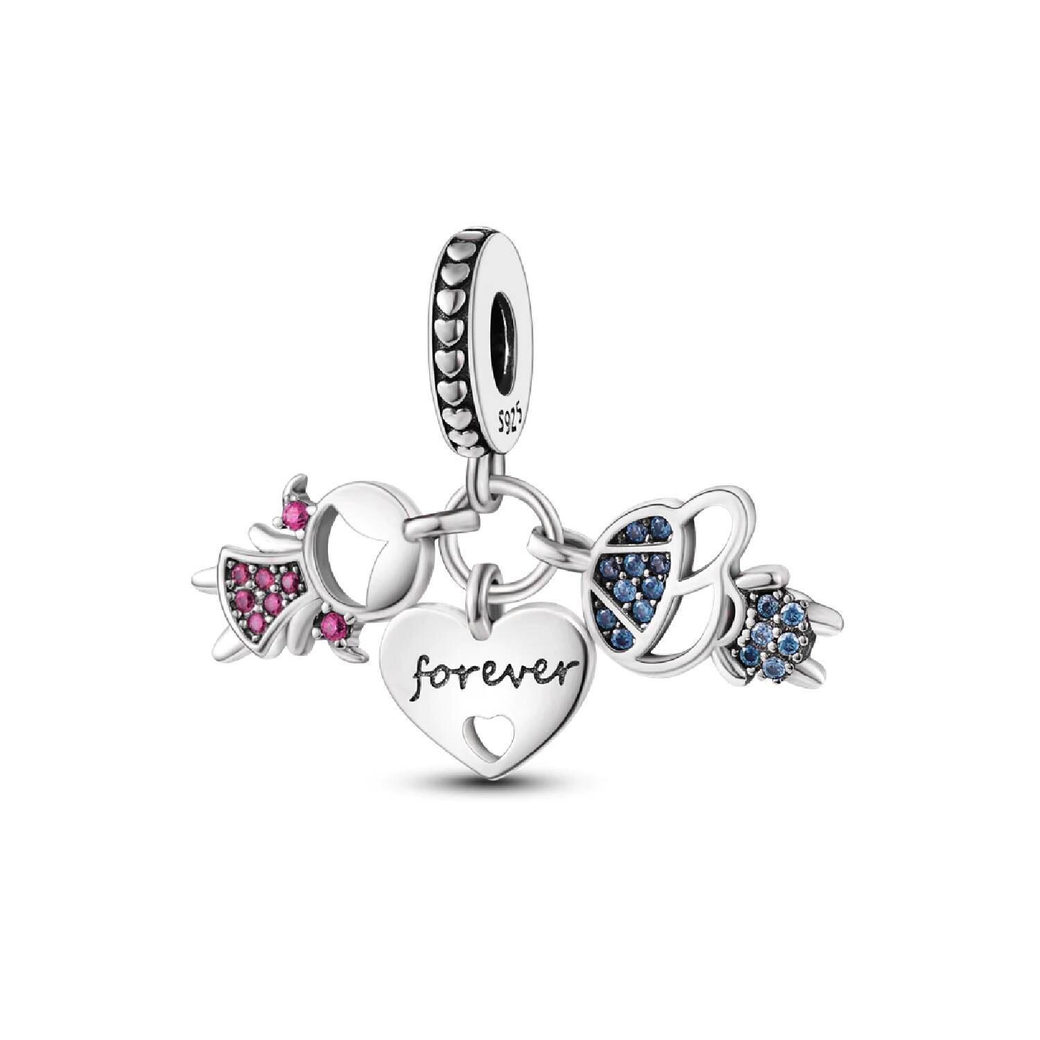 Charm Pareja y Corazón de Amor En Plata 925 - Silver Heart