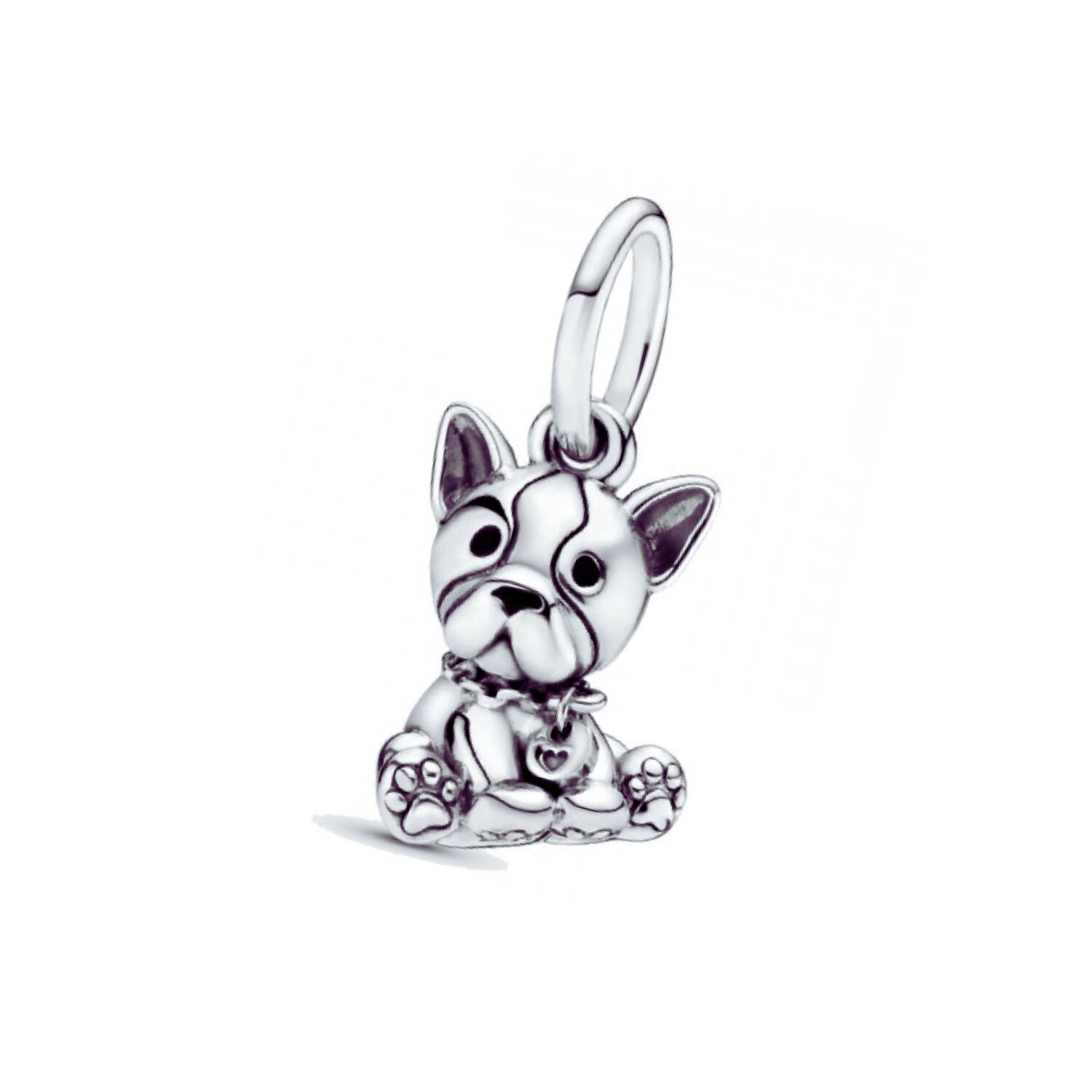 Charm Cachorro Perro Bulldog En Plata 925 - Silver Heart