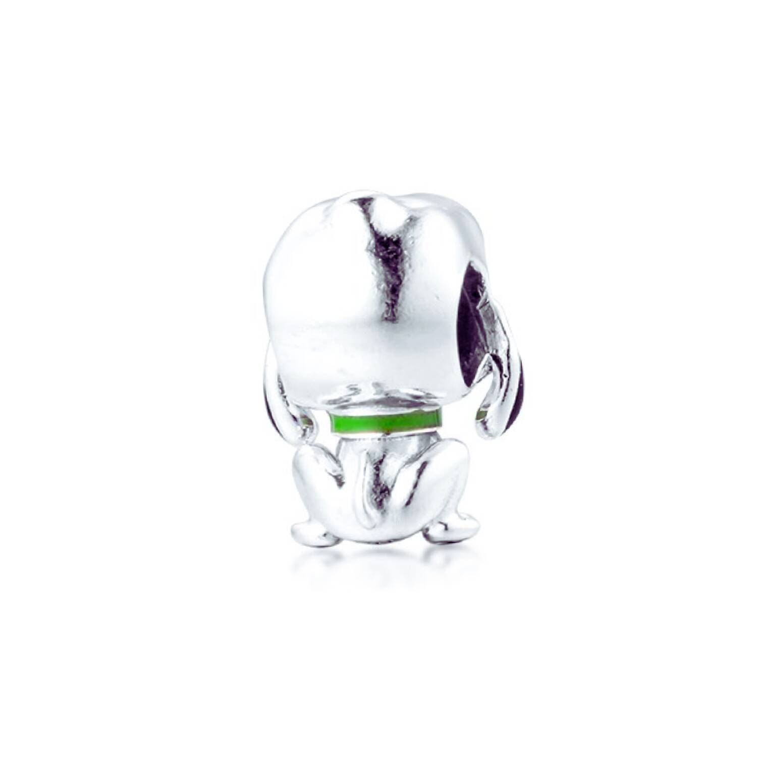 Charm Perro Pluto con Collar Verde En Plata 925 - Silver Heart