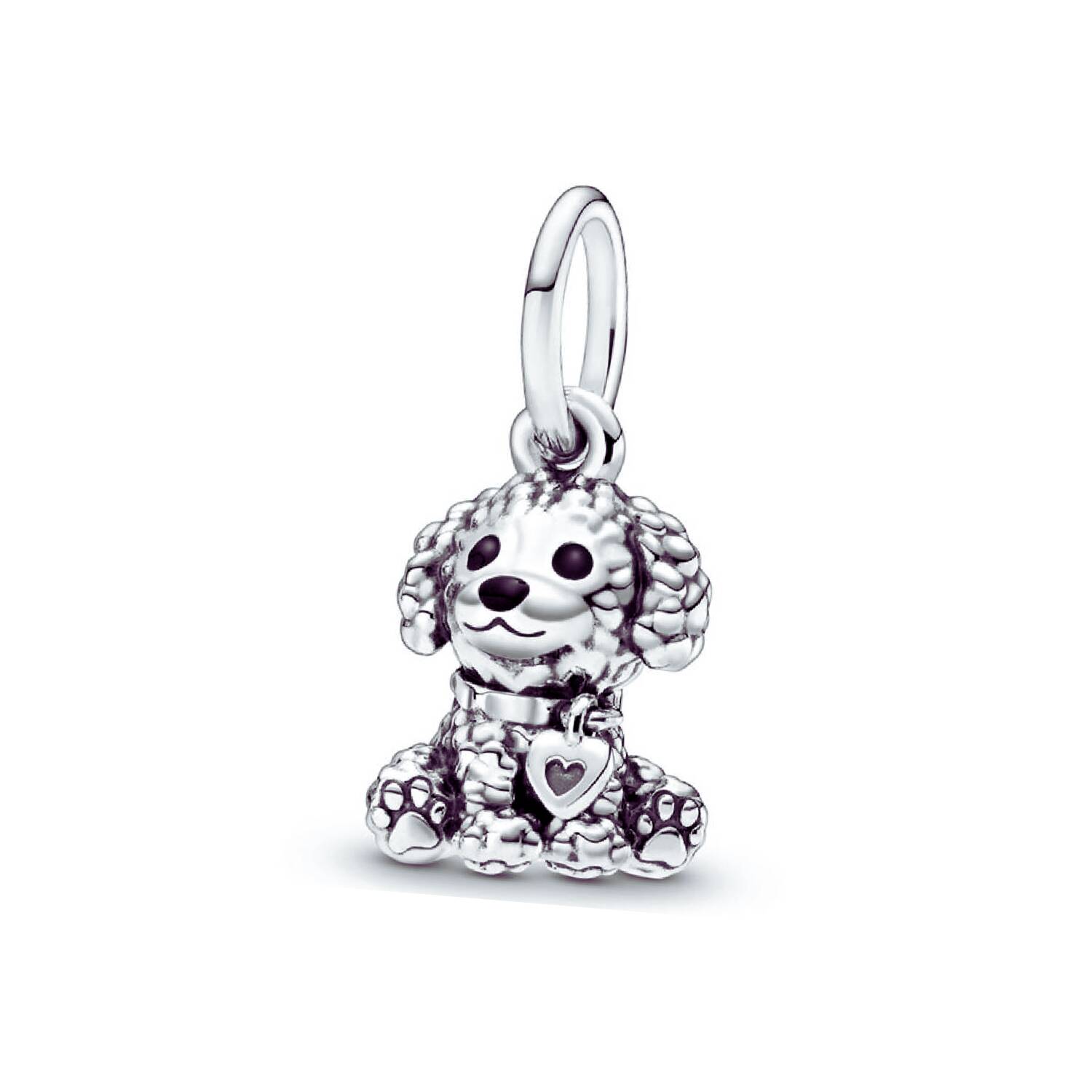 Charm Perro Poodle Caniche En Plata 925 - Silver Heart