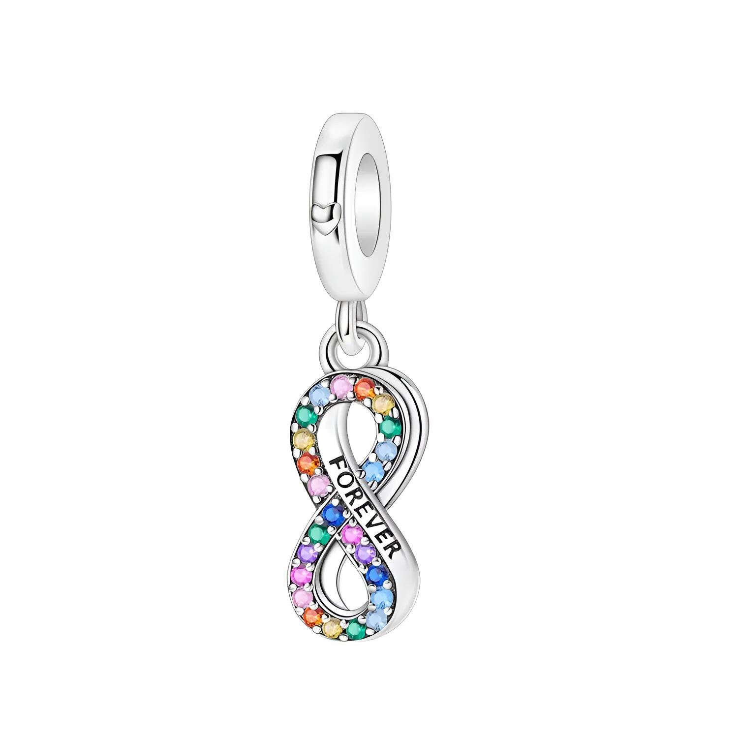 Charm Doble Infinito Colorido ("Forever") En Plata 925 - Silver Heart