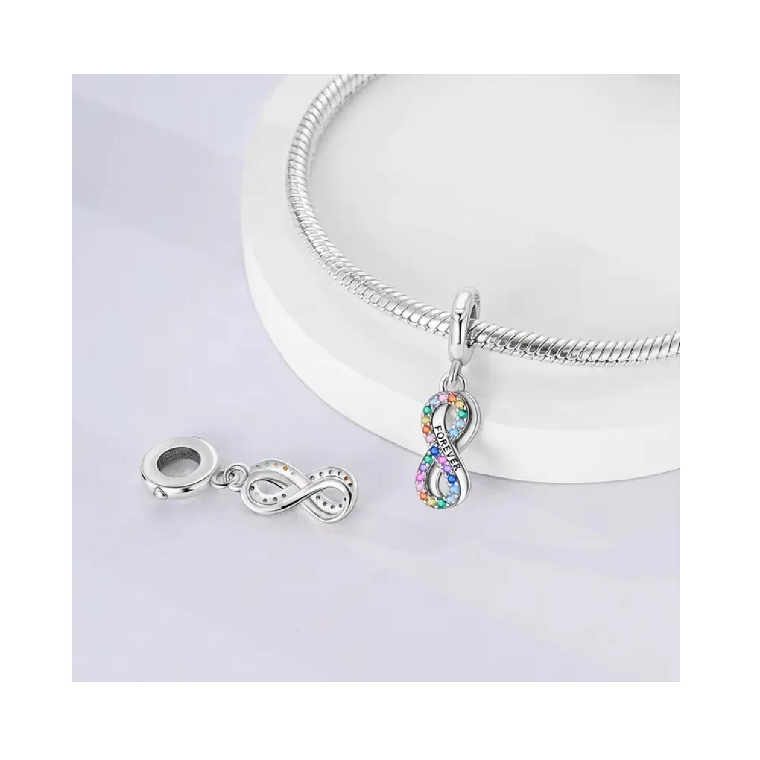 Charm Doble Infinito Colorido ("Forever") En Plata 925 - Silver Heart